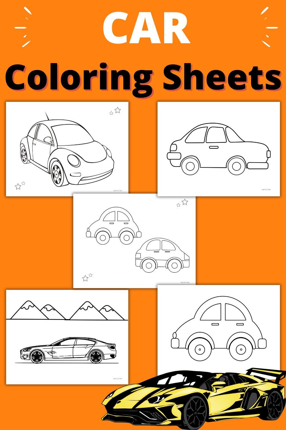 Car Coloring Pages for Kids, Car Coloring Sheets, Car Coloring for Kids ...