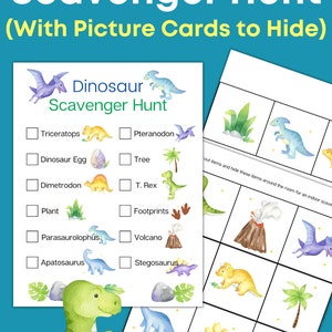 Dinosaur Scavenger Hunt, Dinosaur Treasure Hunt, Printable for Kids ...