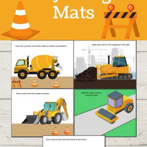 5 Printable Play Doh Mats, Construction Play Dough Mats, Dump Truck ...