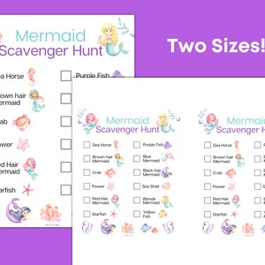 Mermaid Scavenger Hunt, Mermaid Treasure Hunt, Printable for Kids ...
