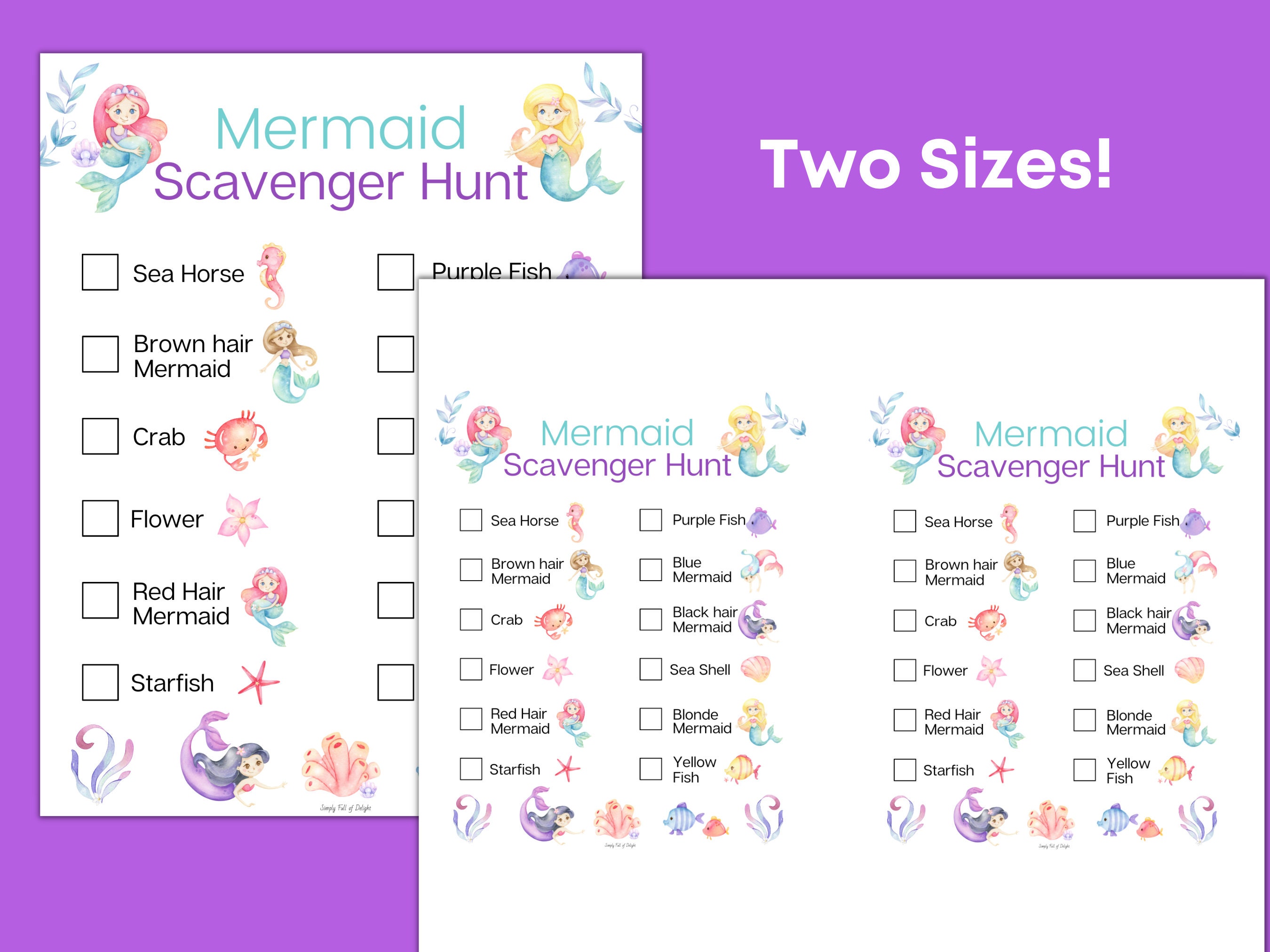 Mermaid Scavenger Hunt, Mermaid Treasure Hunt, Printable for Kids ...
