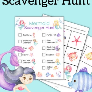 Mermaid Scavenger Hunt, Mermaid Treasure Hunt, Printable for Kids ...