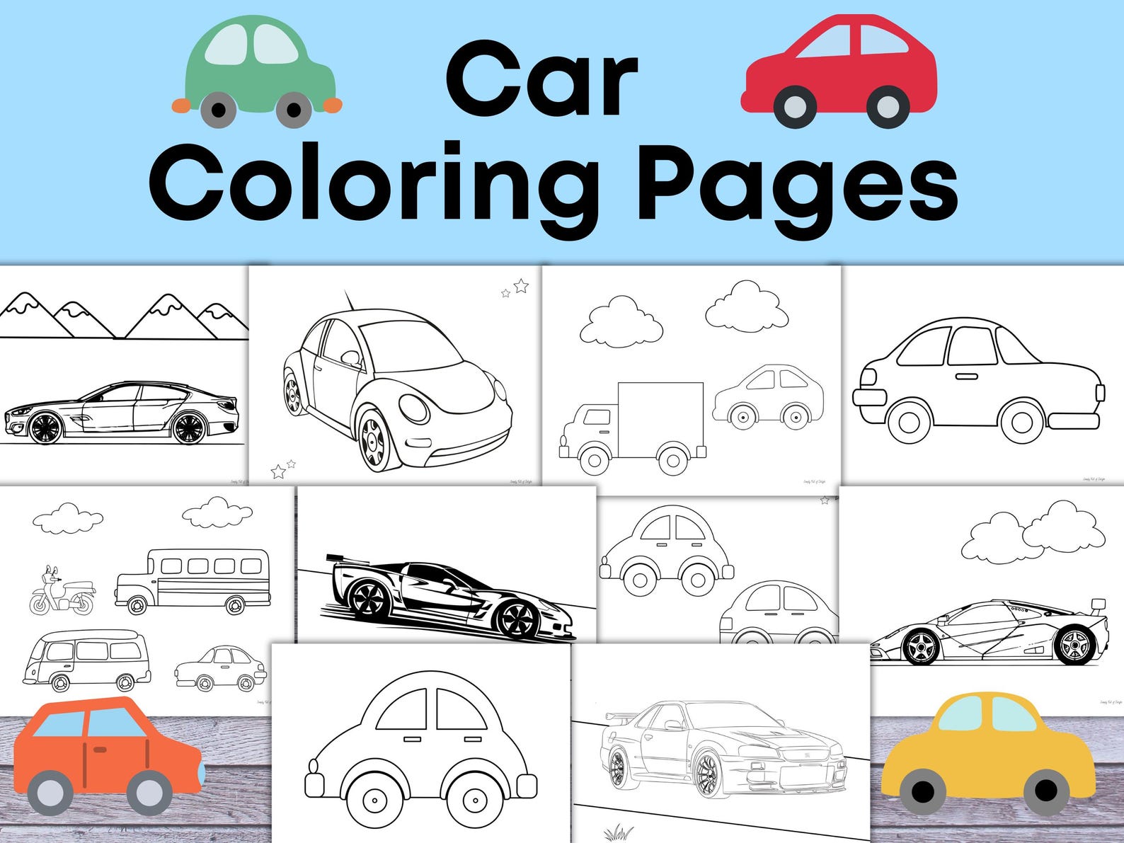 Car Coloring Pages for Kids, Car Coloring Sheets, Car Coloring for Kids ...