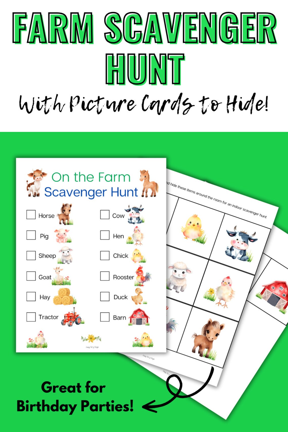 Farm Scavenger Hunt, Farm Animal Treasure Hunt, Printable for Kids ...