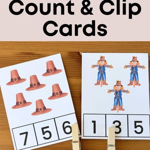 Thanksgiving Count Clip Cards, Montessori Math Printable, Homeschooling ...