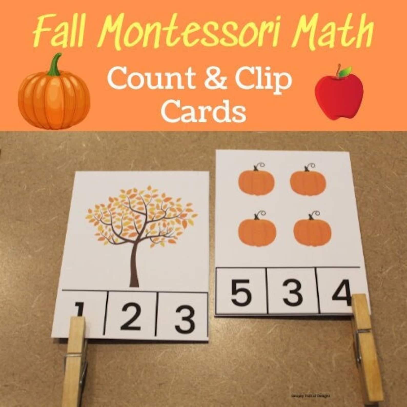 Fall Count Clip Cards, Montessori Math Printable, Homeschooling ...