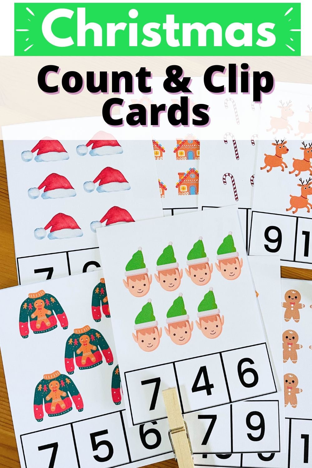 Christmas Count Clip Cards, Montessori Math Printable, Homeschooling ...