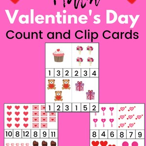 Valentine's Day Count Clip Cards, Montessori Math Printable ...