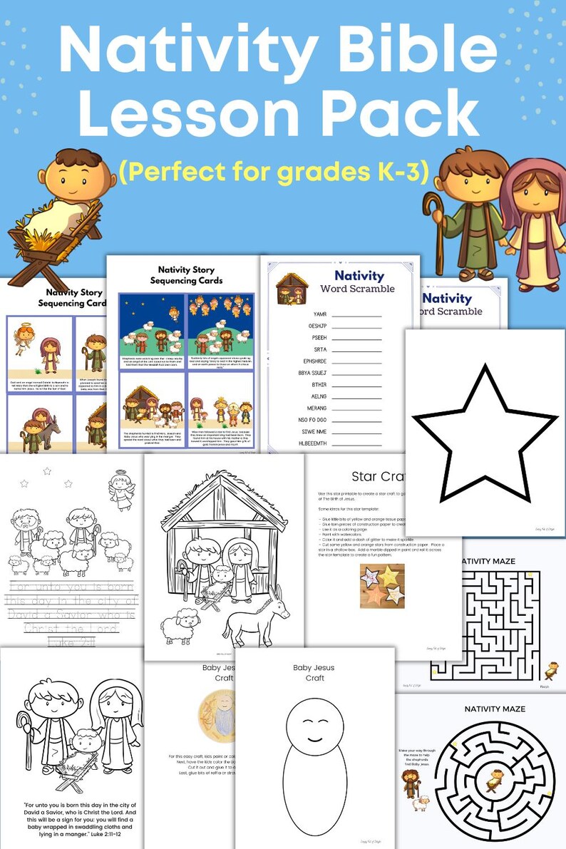Nativity Bible Story, Birth of Jesus Activities and Games, Nativity ...