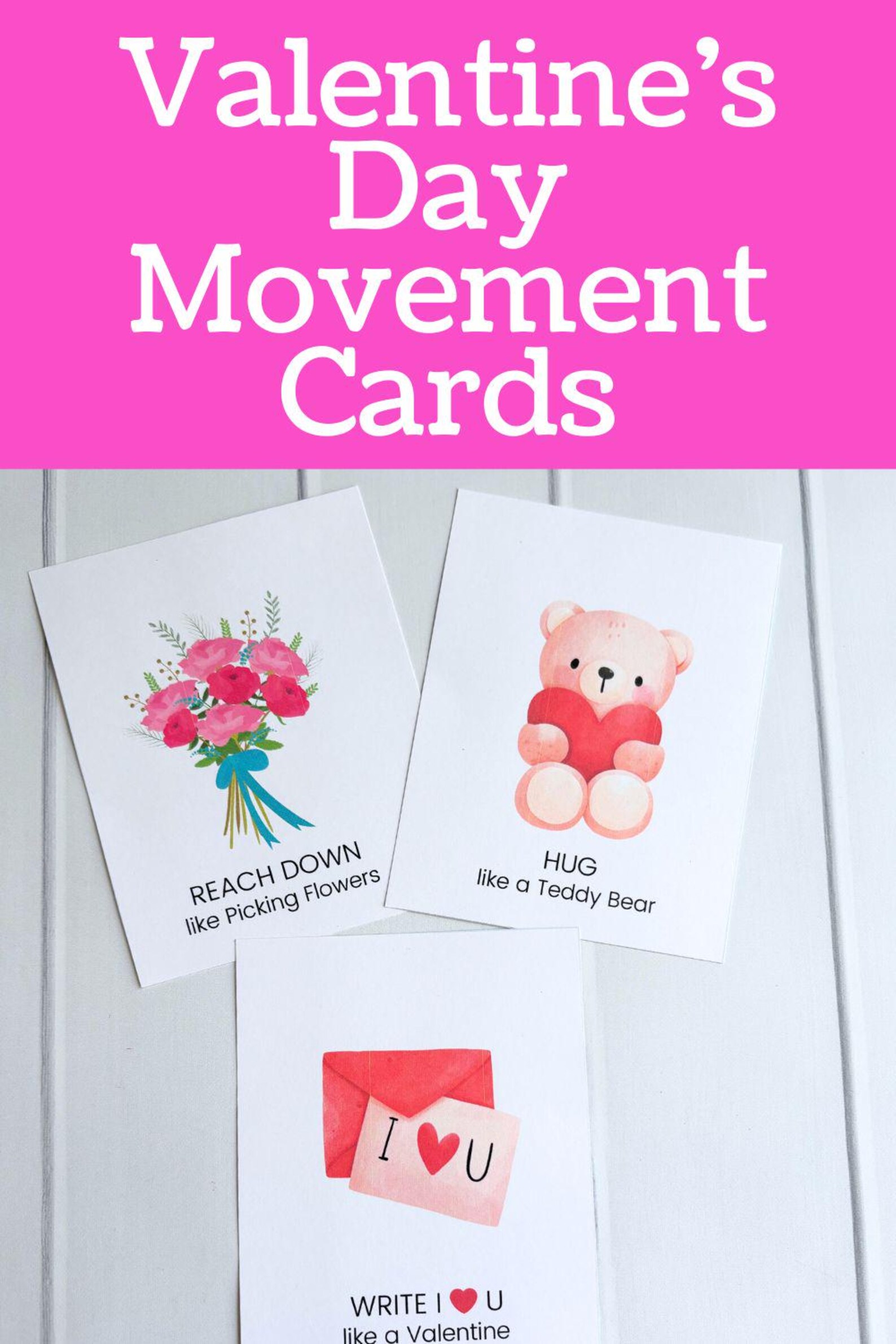 Valentine's Day Movement Cards for Kids, Preschool Gross Motor Activity ...