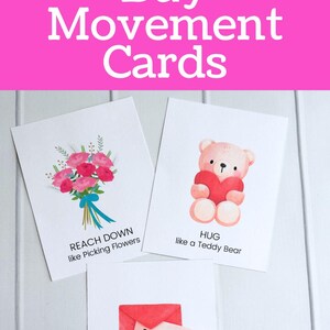 Valentine's Day Movement Cards for Kids, Preschool Gross Motor Activity ...