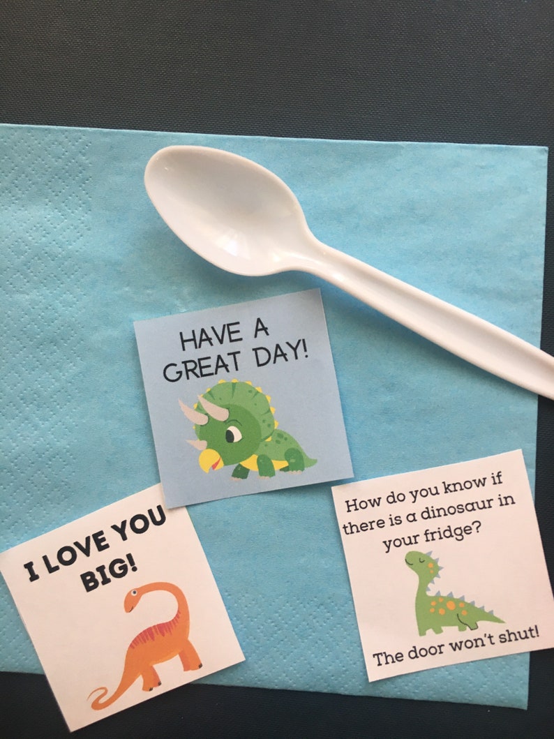 Dinosaur Lunch Box Notes for Kids, 12 Dino Lunchbox Notes for Kids ...