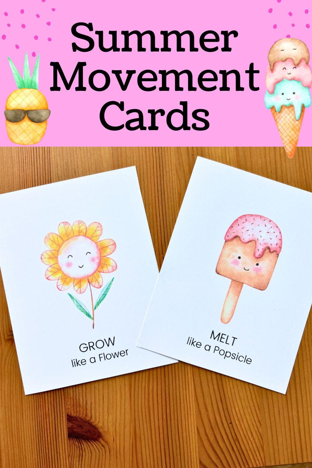 Summer Movement Cards for Kids, Preschool Gross Motor Activity ...