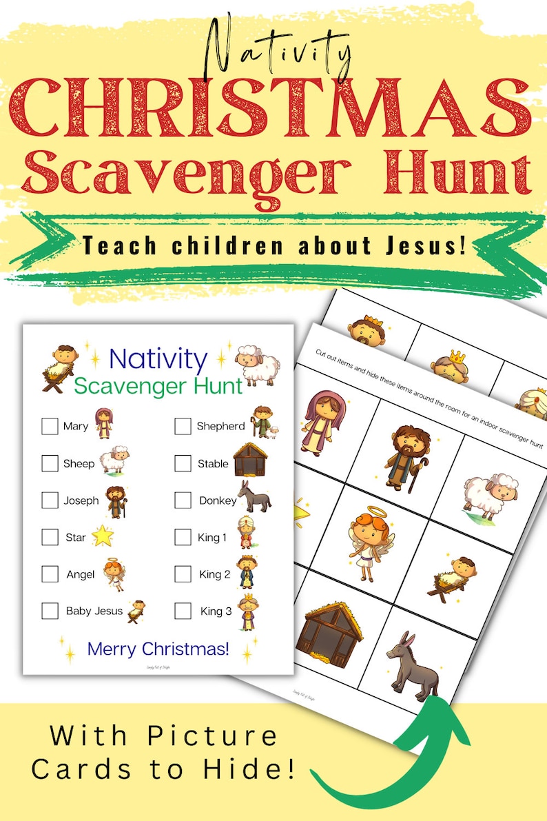 Nativity Scavenger Hunt, Christmas Scavenger Hunt With Cards to Hide ...