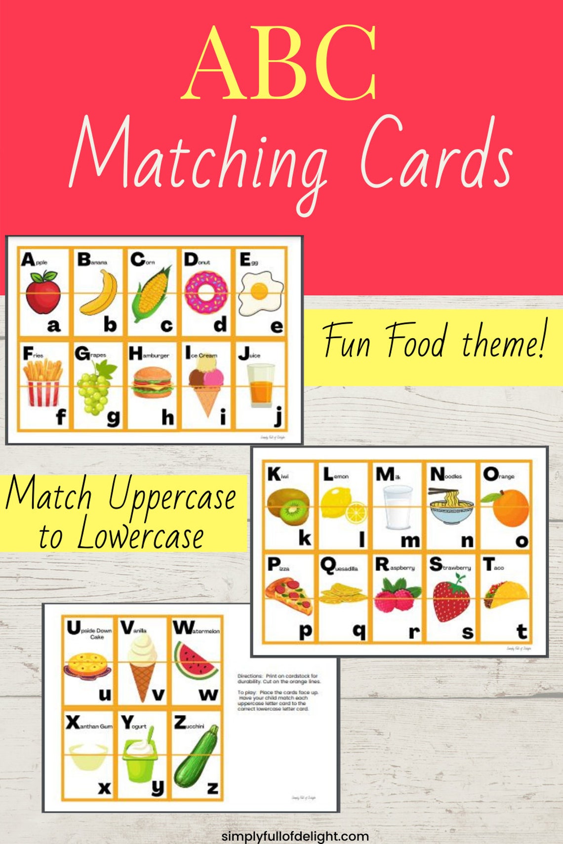 ABC Matching Game, Uppercase Lowercase, Alphabet Flash Cards, Preschool ...