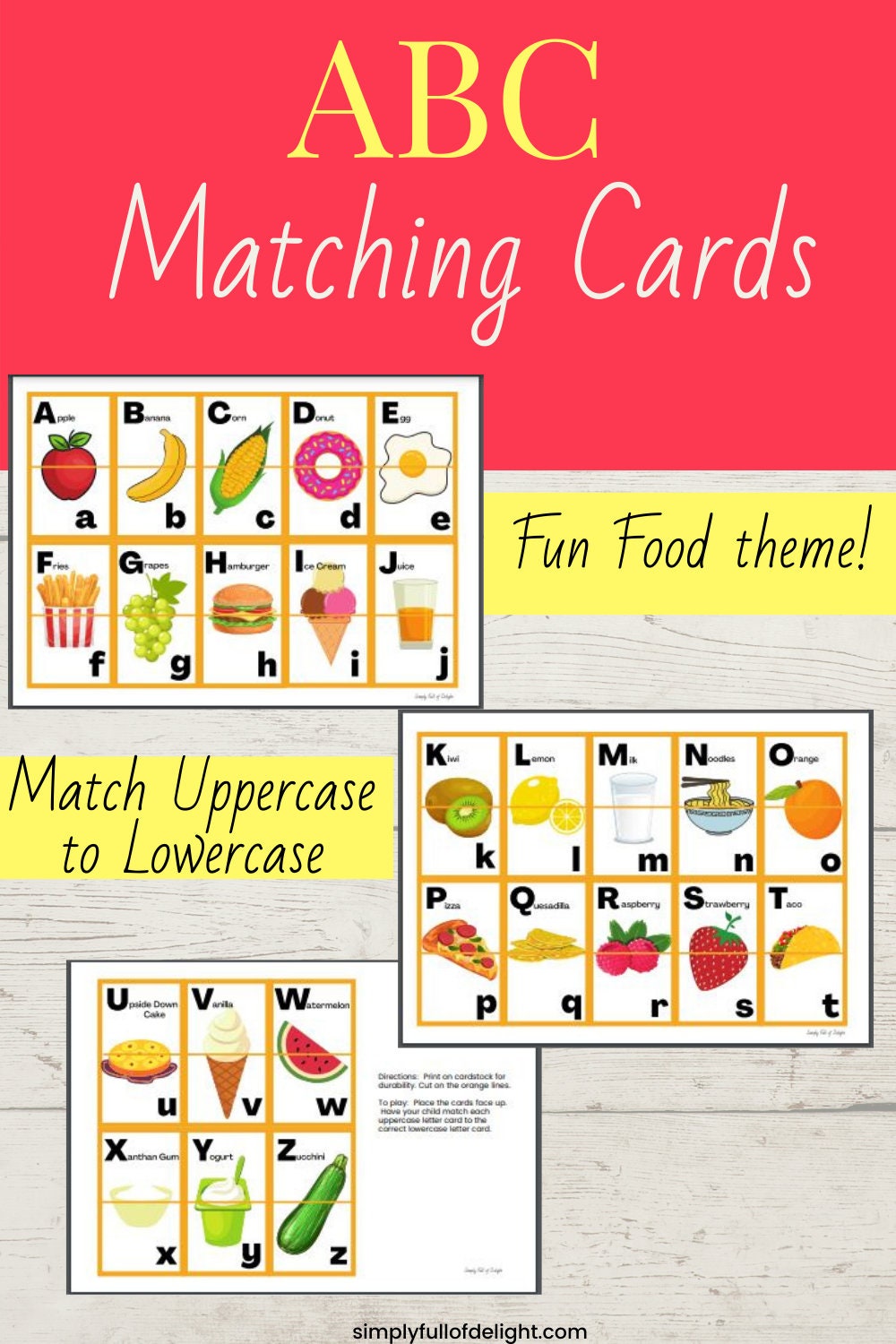 ABC Matching Game, Uppercase Lowercase, Alphabet Flash Cards, Preschool ...