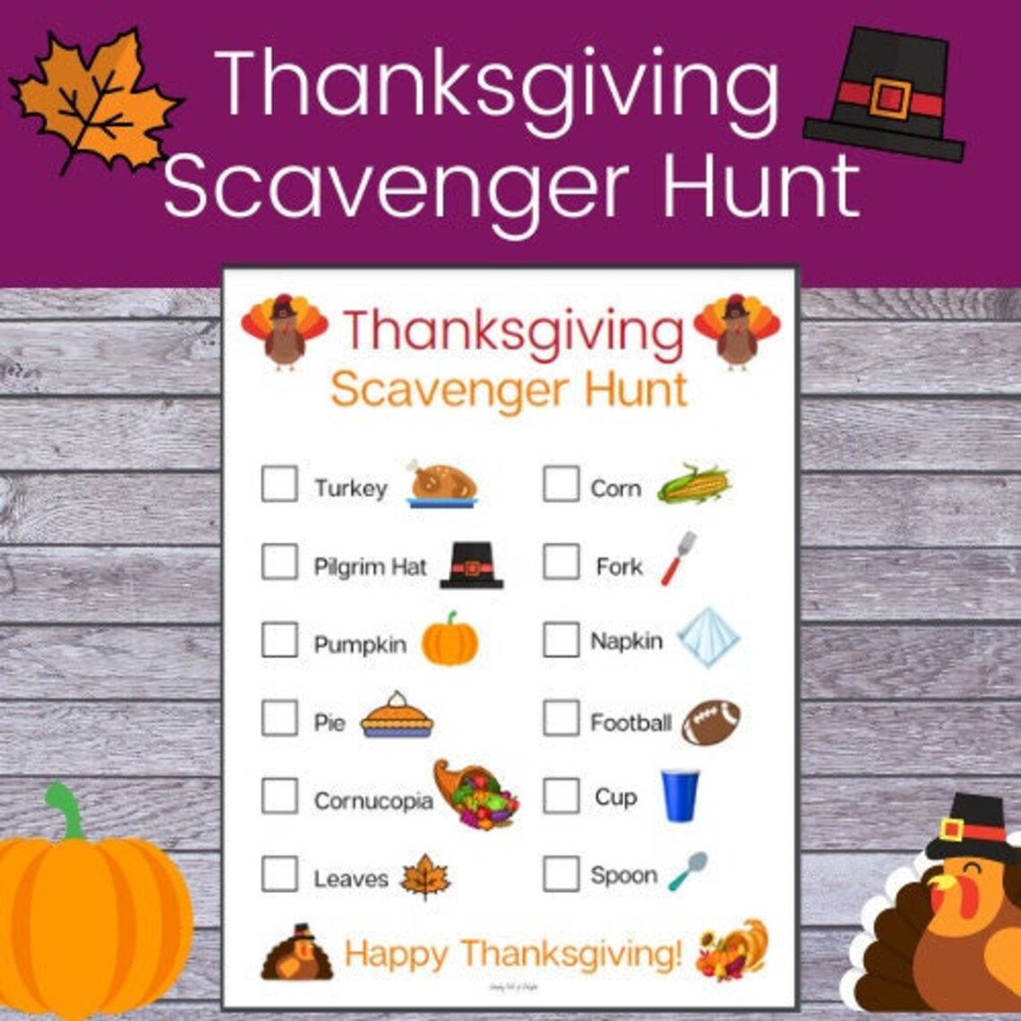 Thanksgiving Scavenger Hunt With Cards to Hide, Fall Scavenger Hunt ...