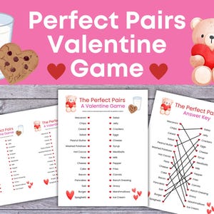 Valentine's Day Perfect Pairs Game, Valentine Printable Games, Food ...