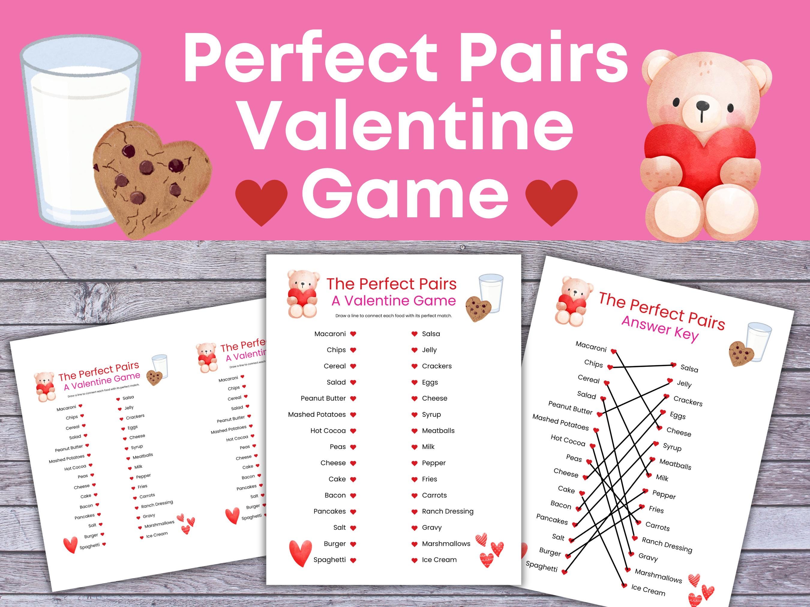 Valentine's Day Perfect Pairs Game, Valentine Printable Games, Food ...