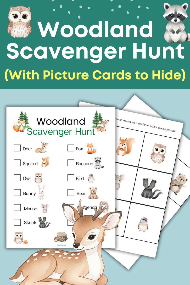 Woodland Scavenger Hunt, Forest Animal Treasure Hunt, Printable for ...