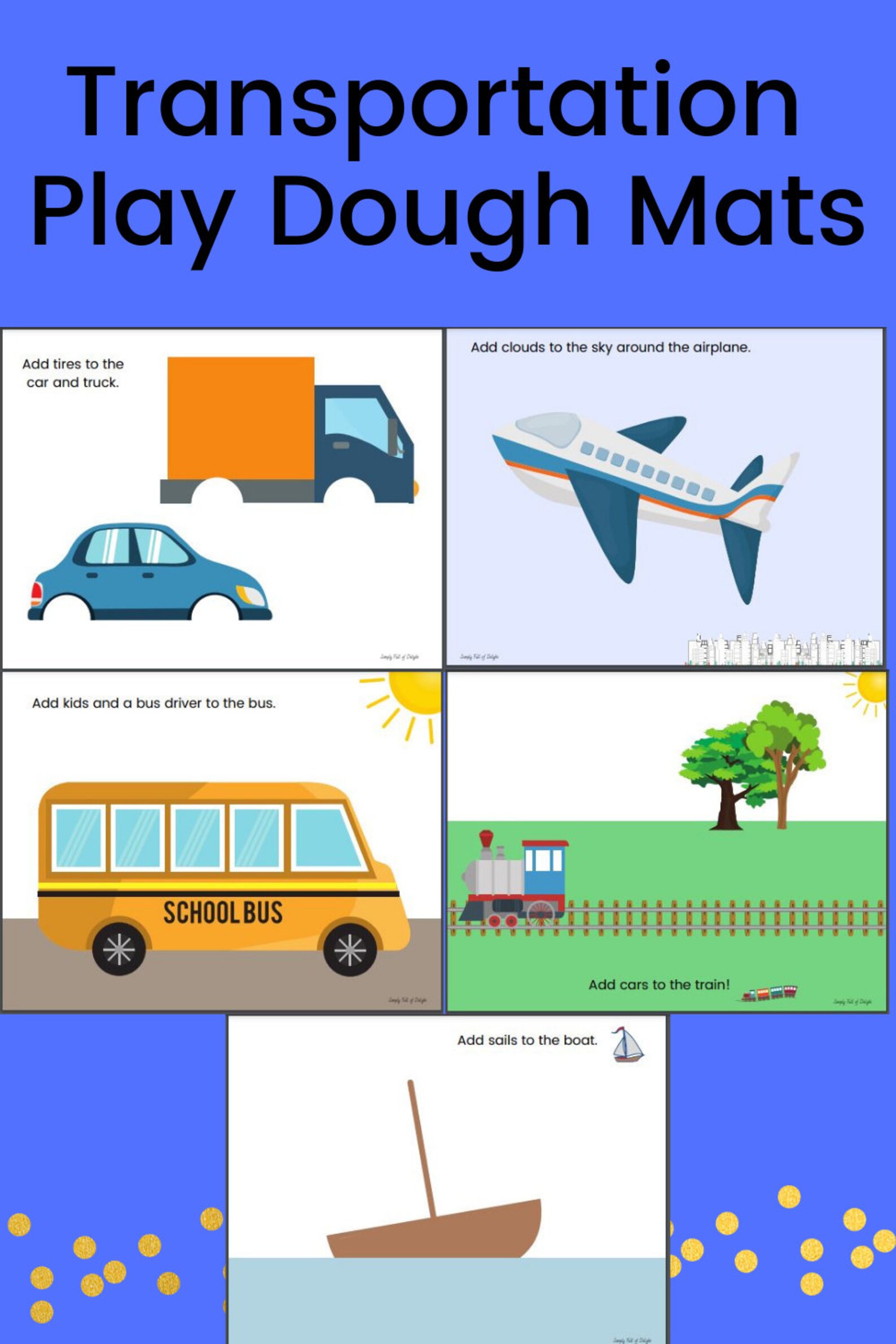 5 Incredible Printable Play Dough Mats, Preschool Transportation Theme ...