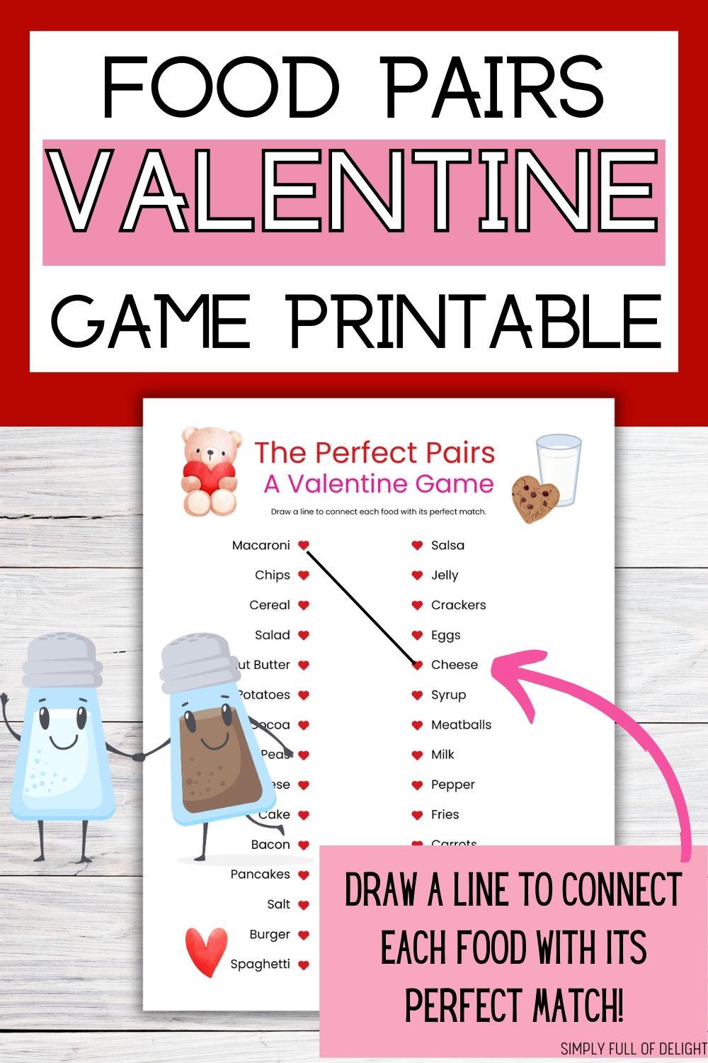 Valentine's Day Perfect Pairs Game, Valentine Printable Games, Food ...
