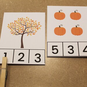 Fall Count Clip Cards, Montessori Math Printable, Homeschooling ...