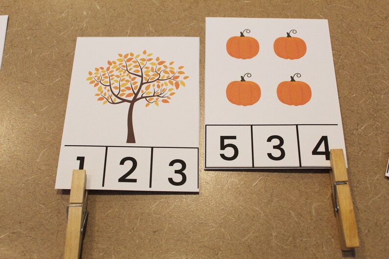 Fall Count Clip Cards, Montessori Math Printable, Homeschooling ...
