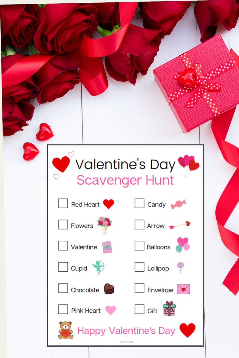 Valentine's Day Scavenger Hunt With Picture Cards to Hide, Valentine ...
