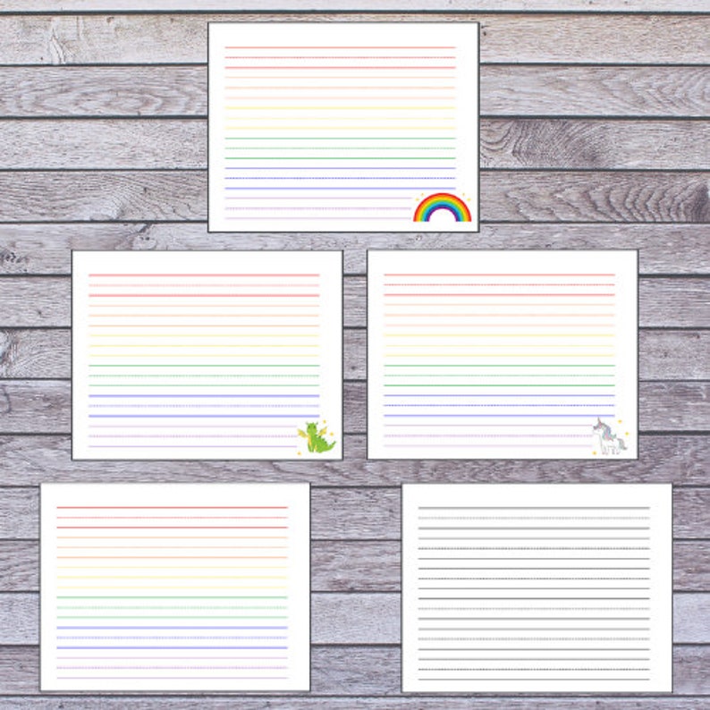 Rainbow Handwriting Paper, Penmanship Paper, Writing Practice Paper ...