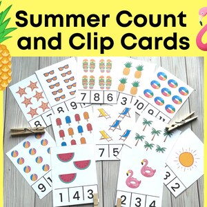 Summer Count Clip Cards, Montessori Math Printable, Homeschooling ...