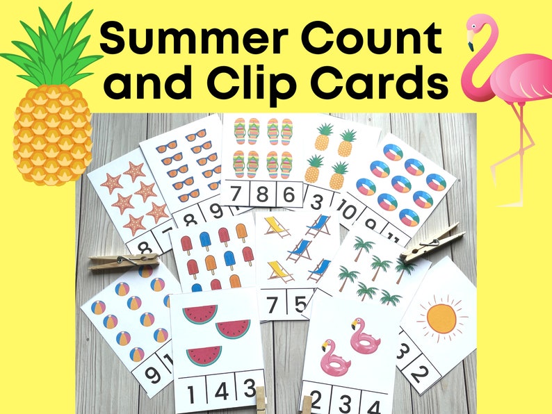 Summer Count Clip Cards, Montessori Math Printable, Homeschooling ...
