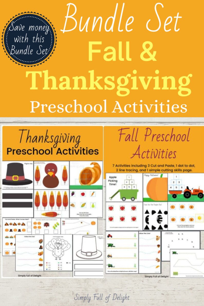 BUNDLE SET Fall Printable Set for Preschool, Fall Preschool Activities ...