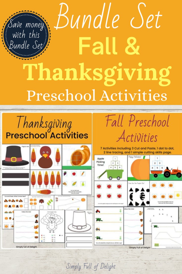 BUNDLE SET Fall Printable Set for Preschool, Fall Preschool Activities ...
