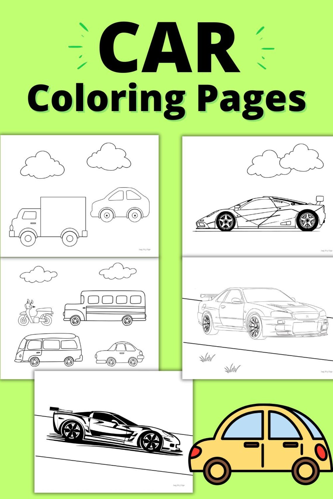 Car Coloring Pages for Kids, Car Coloring Sheets, Car Coloring for Kids ...