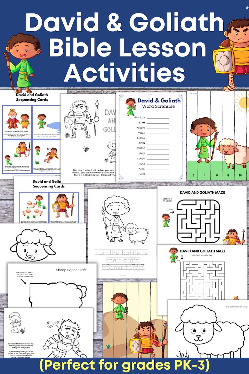 David and Goliath Sunday School Lesson, David and Goliath Worksheet ...