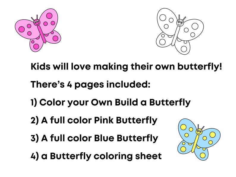 Build a Butterfly Craft Printable, Paper Butterfly Craft Printable ...