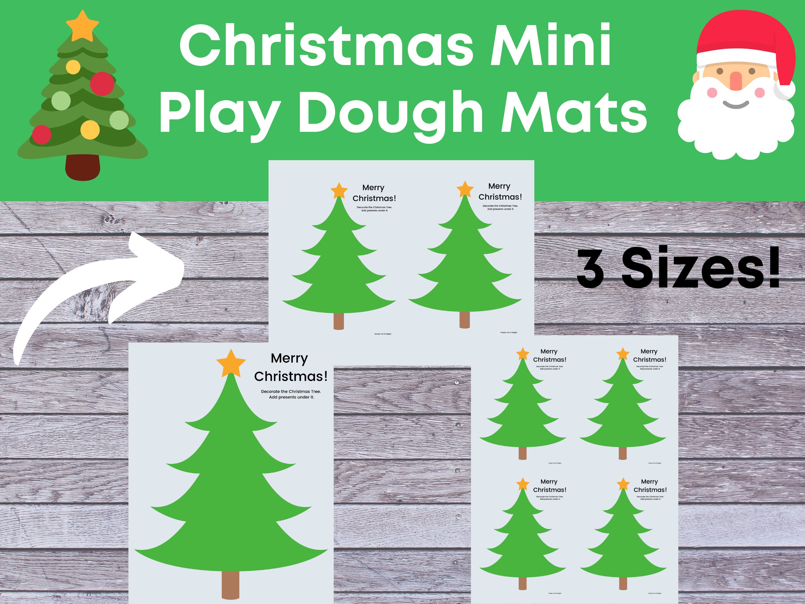 Printable Mini Christmas Playdough Mats, Christmas Printable for Kids ...