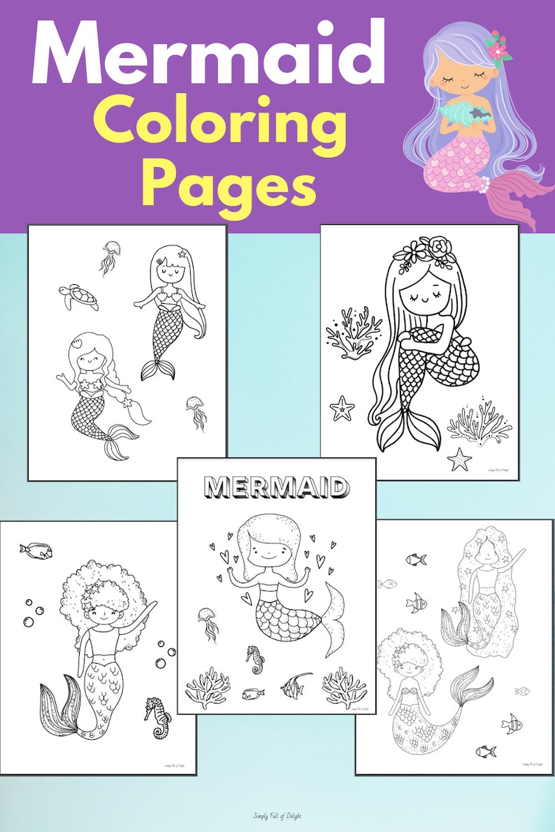 Mermaid Coloring Pages for Kids, Mermaid Coloring Sheets, Mermaid ...