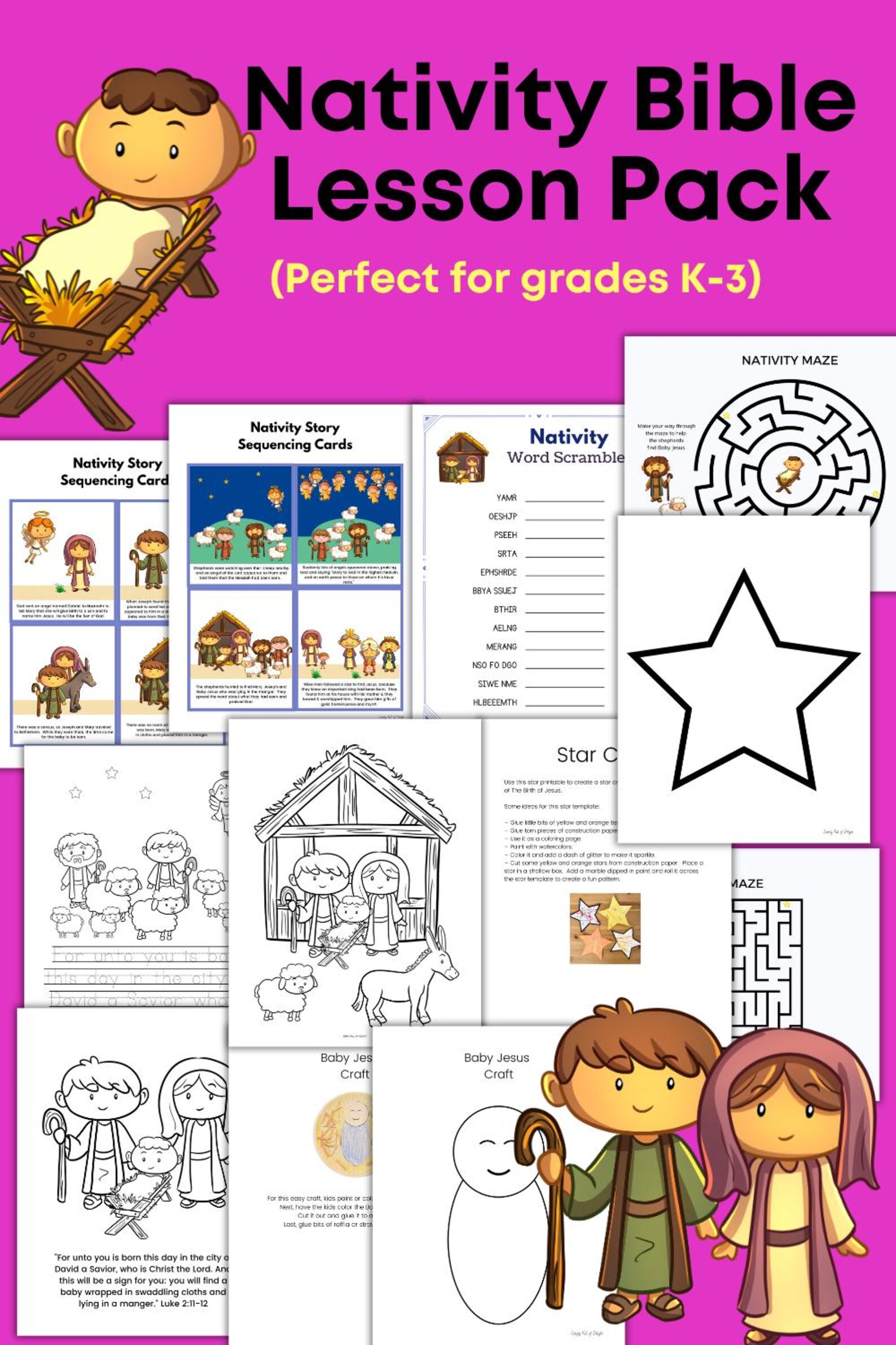 Nativity Bible Story, Birth of Jesus Activities and Games, Nativity ...