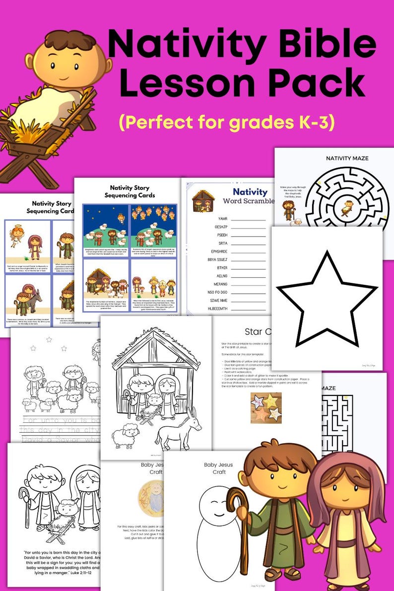 Nativity Bible Story, Birth of Jesus Activities and Games, Nativity ...