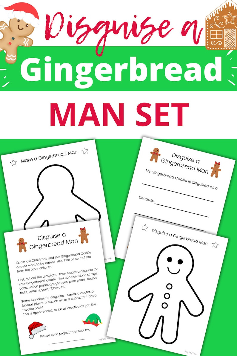 Disguise a Gingerbread Man Set, Gingerbread Man Project, Christmas ...