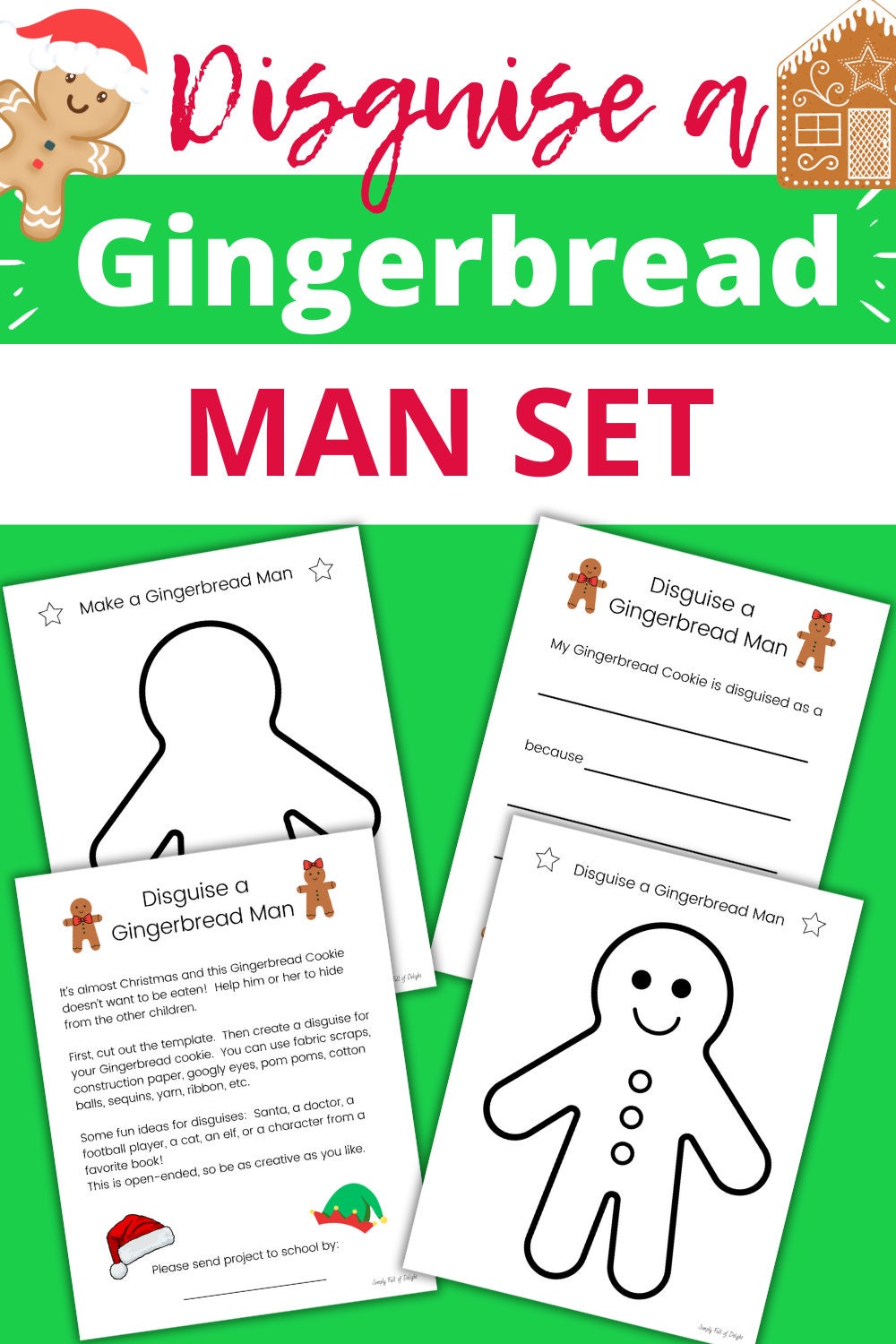 Disguise a Gingerbread Man Set, Gingerbread Man Project, Christmas ...