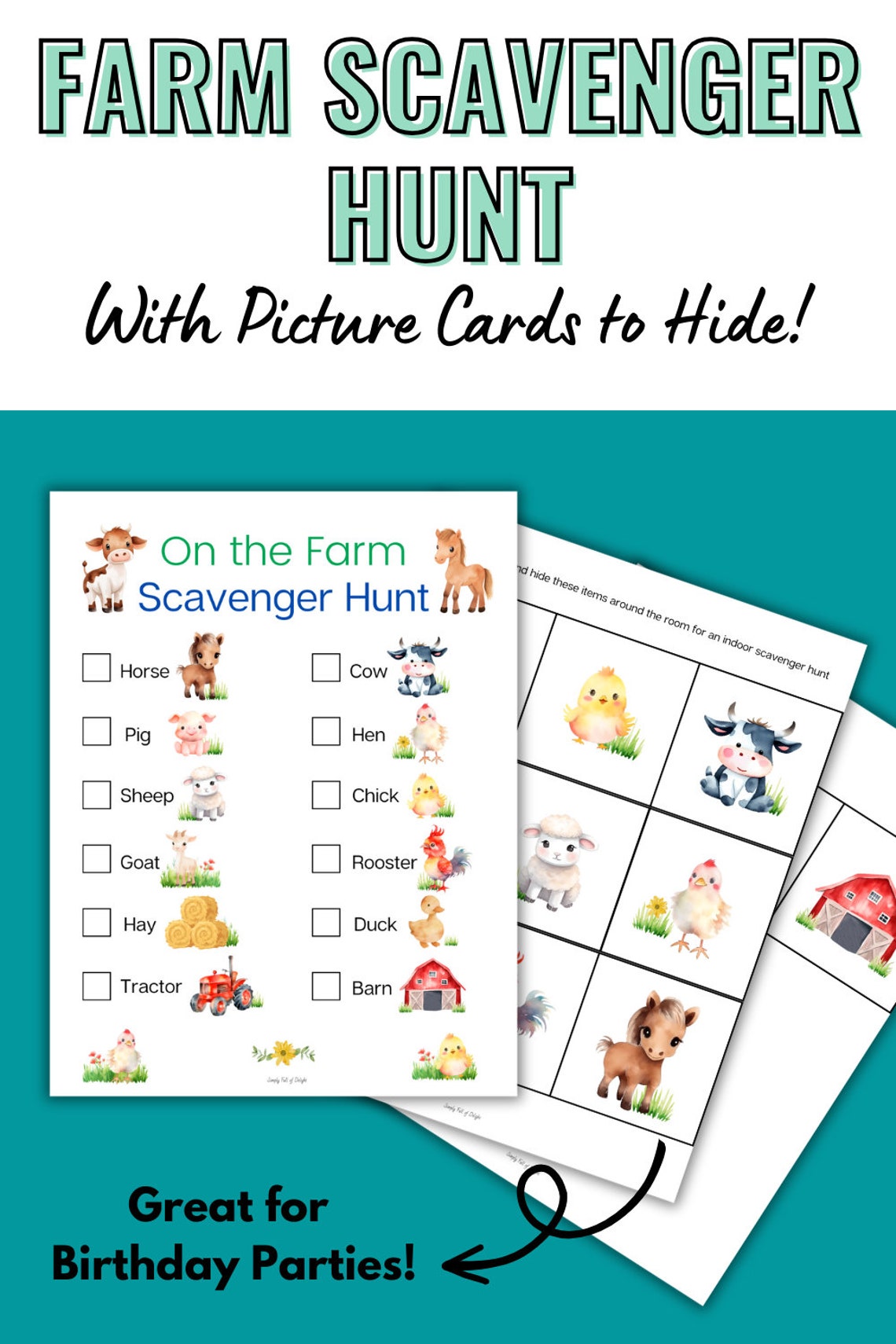 Farm Scavenger Hunt, Farm Animal Treasure Hunt, Printable for Kids ...