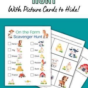 Farm Scavenger Hunt, Farm Animal Treasure Hunt, Printable for Kids ...