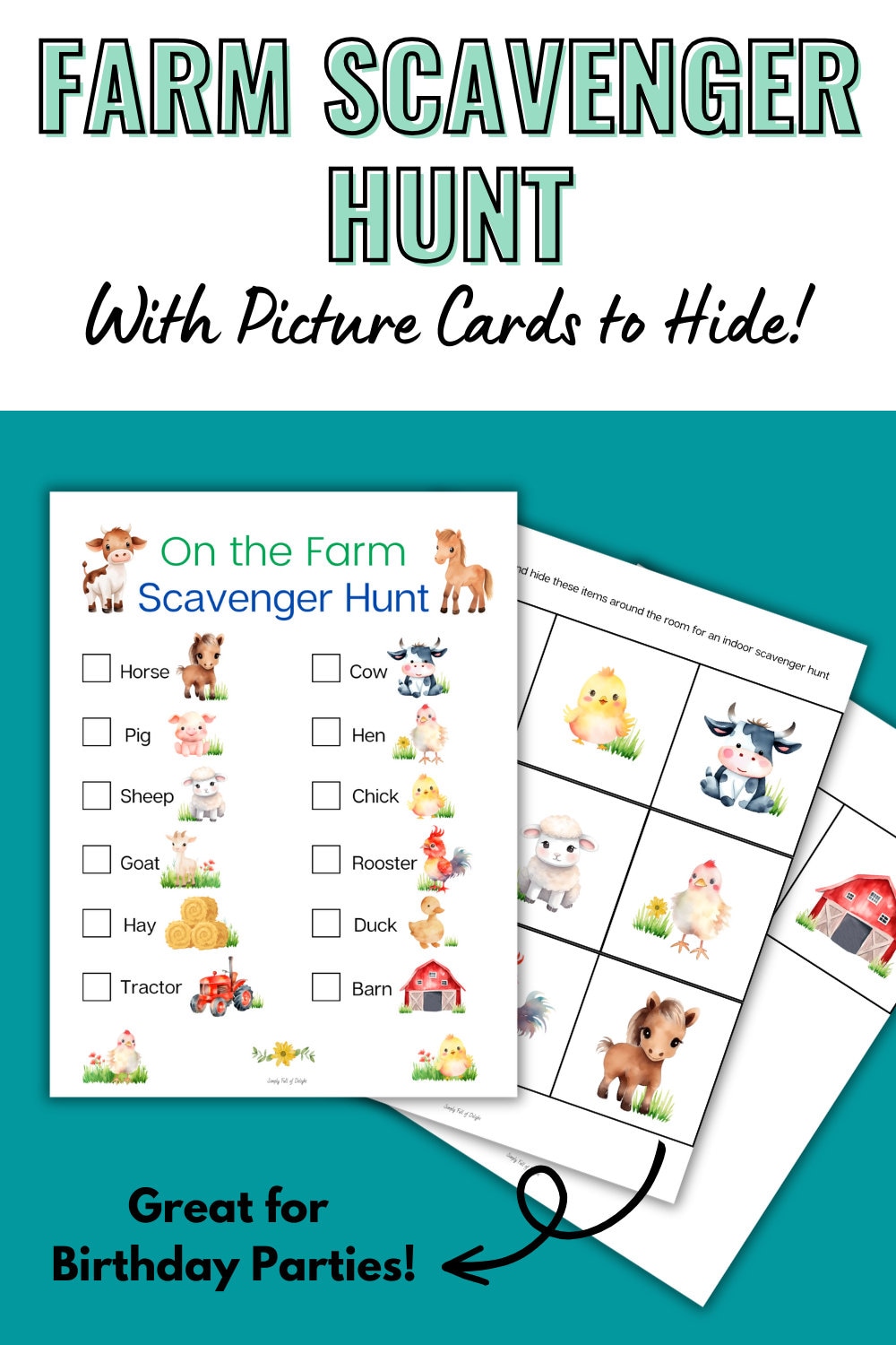 Farm Scavenger Hunt, Farm Animal Treasure Hunt, Printable for Kids ...