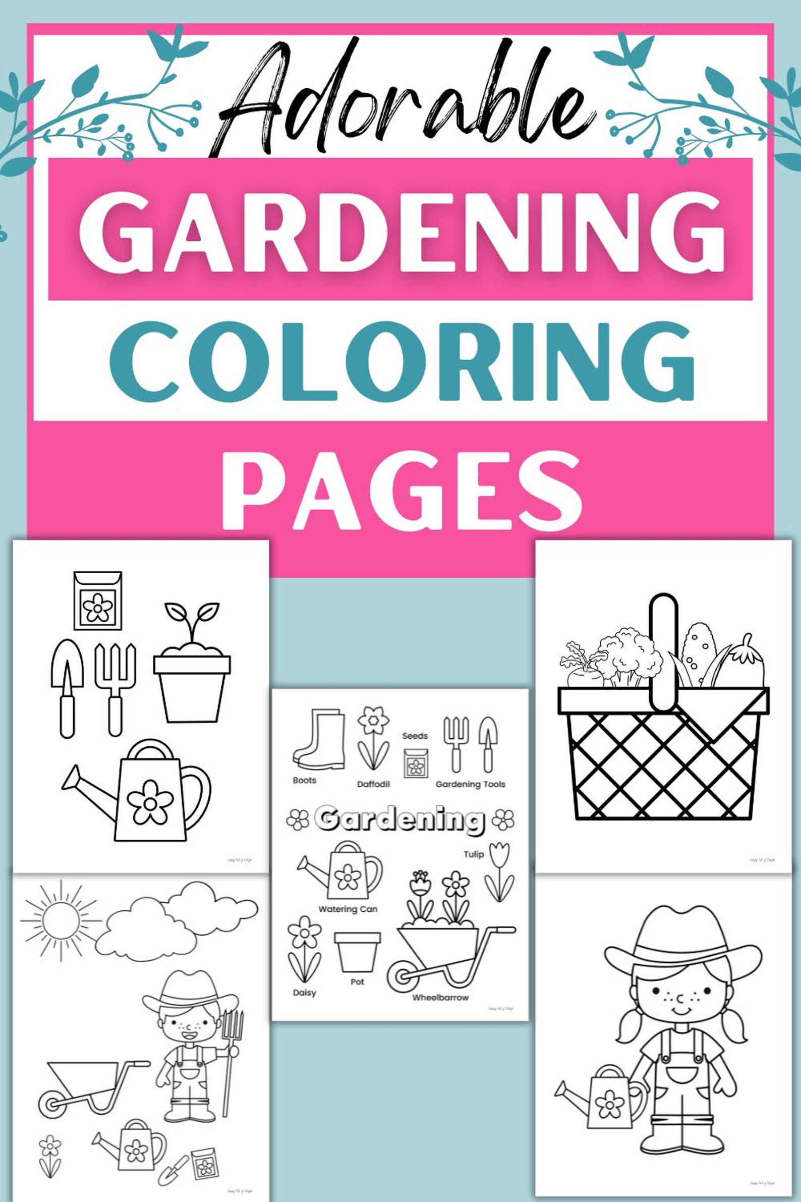 Gardening Coloring Pages for Kids, Garden Coloring Sheets, Vegetable ...
