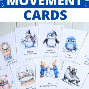 Winter Movement Cards for Kids, Preschool Gross Motor Activity ...