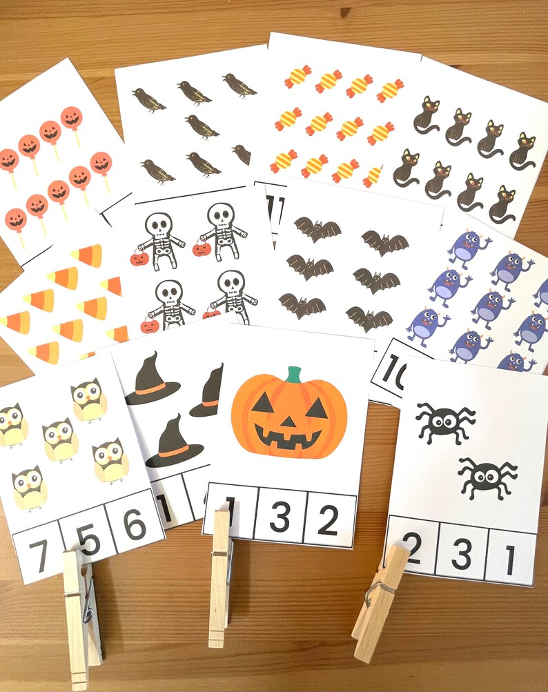 Halloween Count Clip Cards, Montessori Math Printable, Homeschooling ...