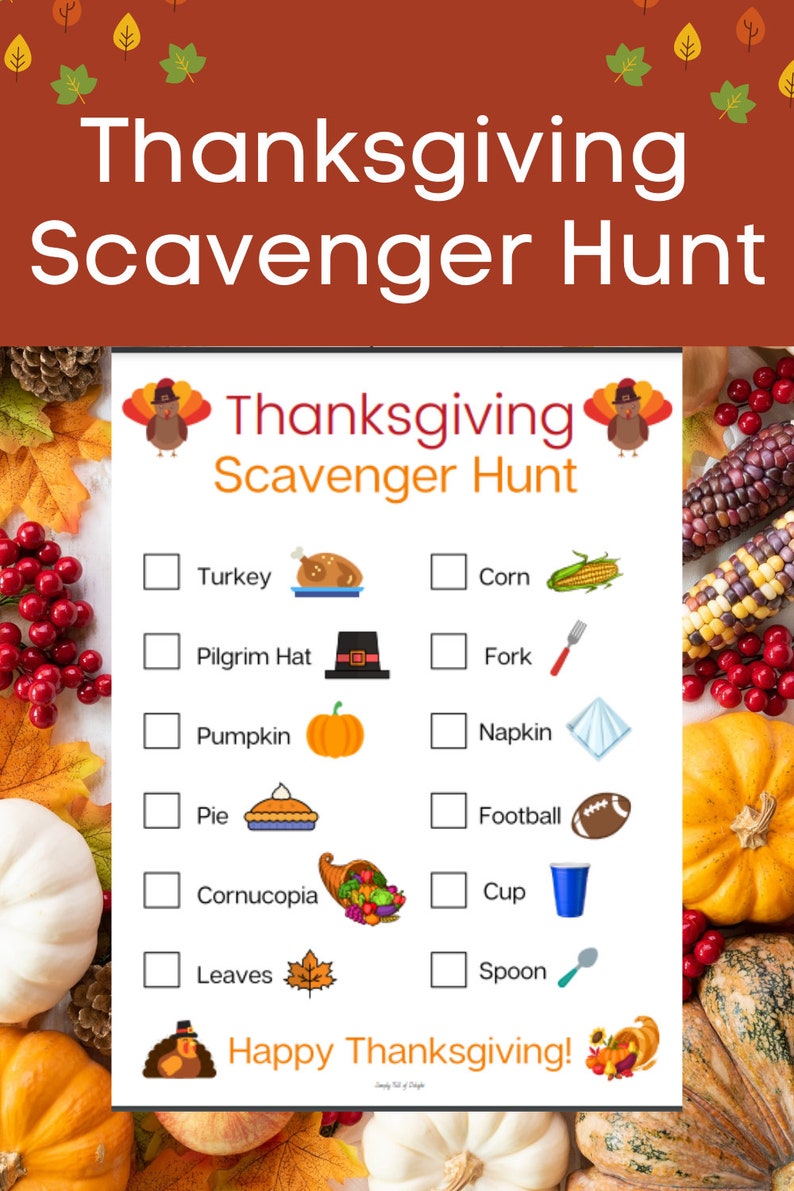 Thanksgiving Scavenger Hunt With Cards to Hide, Fall Scavenger Hunt ...